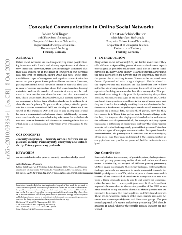 (PDF) Concealed Communication in Online Social Networks