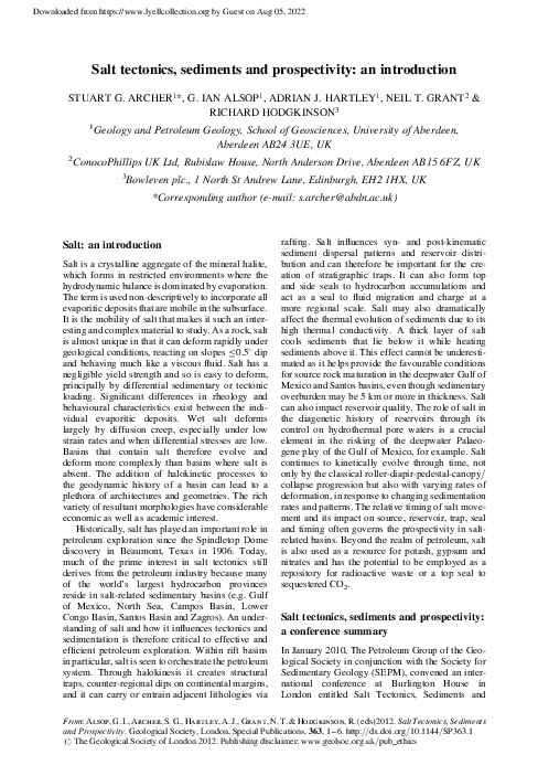 (PDF) Salt tectonics, sediments and prospectivity: an introduction