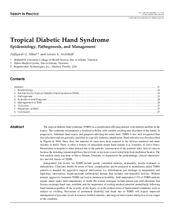 (PDF) Tropical Diabetic Hand Syndrome