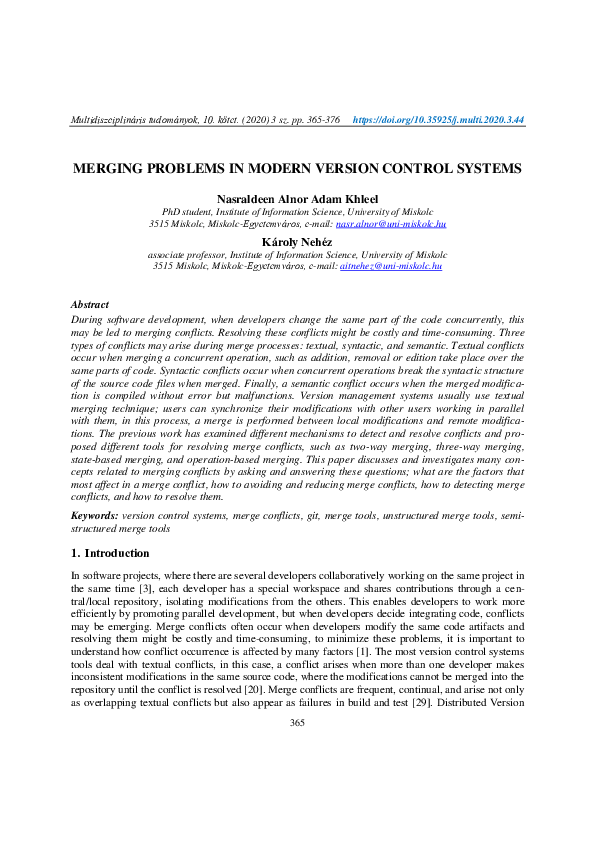 (PDF) Merging problems in modern version control systems