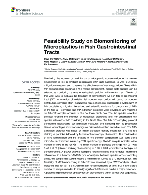 (PDF) Feasibility Study on Biomonitoring of Microplastics in Fish ...
