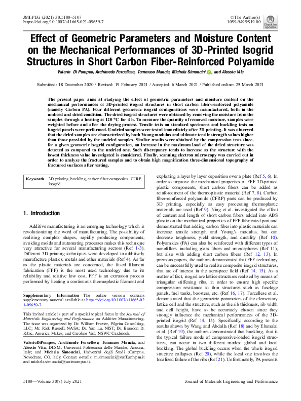 (PDF) Effect of Geometric Parameters and Moisture Content on the Mechanical Performances of 3D ...