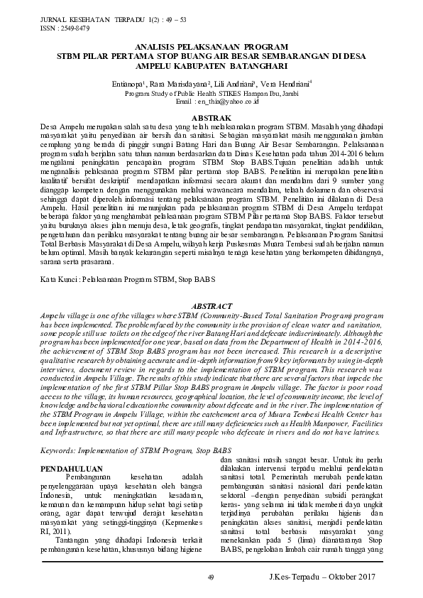 (PDF) Analisis Pelaksanaan Program STBM Pilar Pertama Stop Buang Air ...