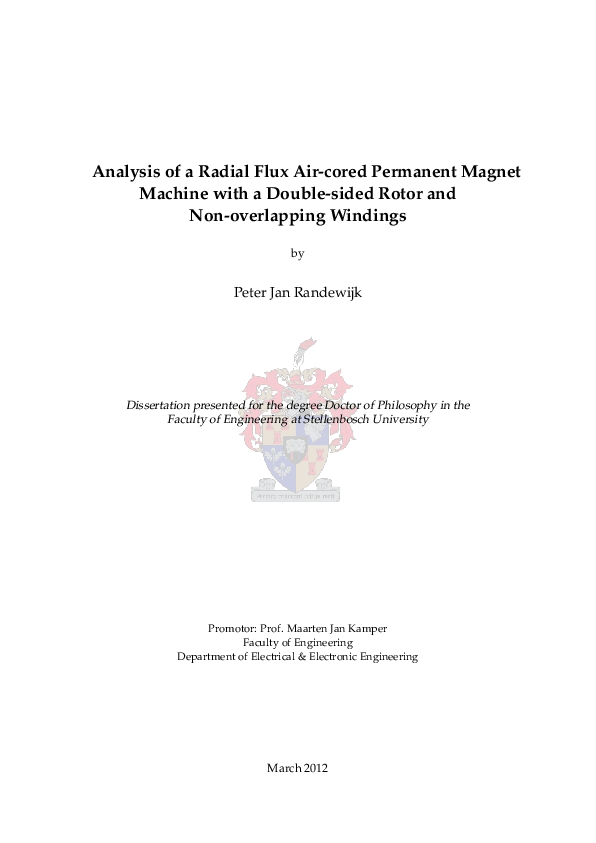 (PDF) Analysis of a radial flux-air-cored permanent magnet machine with a double-sided rotor and ...