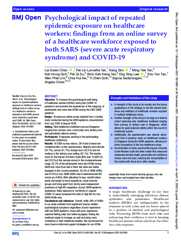 (PDF) Psychological impact of repeated epidemic exposure on healthcare ...