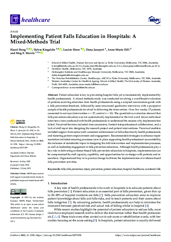 (PDF) Implementing Patient Falls Education in Hospitals: A Mixed ...