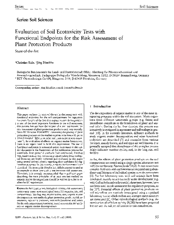 (PDF) Evaluation of soil ecotoxicity tests with functional endpoints ...