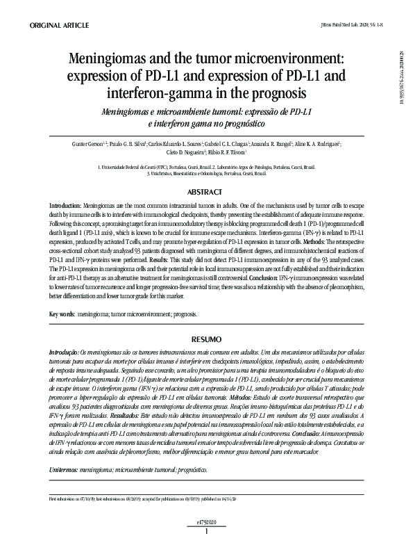 (PDF) Meningiomas and the tumor microenvironment: expression of PD-L1 and expression of PD-L1 ...