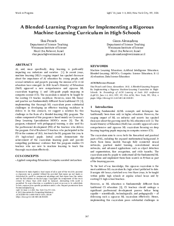 (PDF) A Blended-Learning Program for Implementing a Rigorous Machine ...