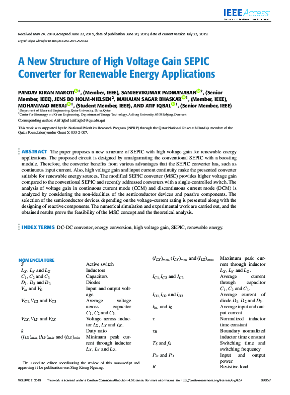 (PDF) A New Structure of High Voltage Gain SEPIC Converter for Renewable Energy Applications