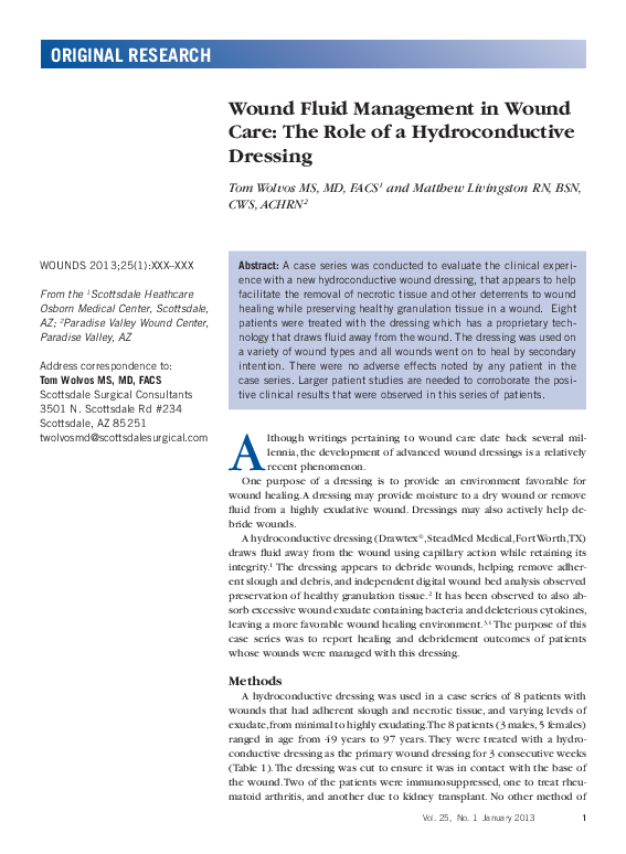 (PDF) Wound fluid management in wound care: the role of a ...