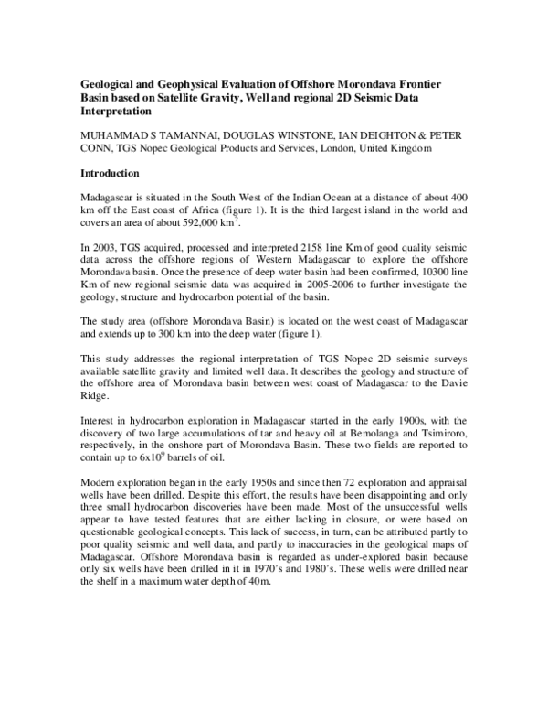 Pdf Geological And Geophysical Evaluation Of Offshore Morondava Frontier Basin Based On