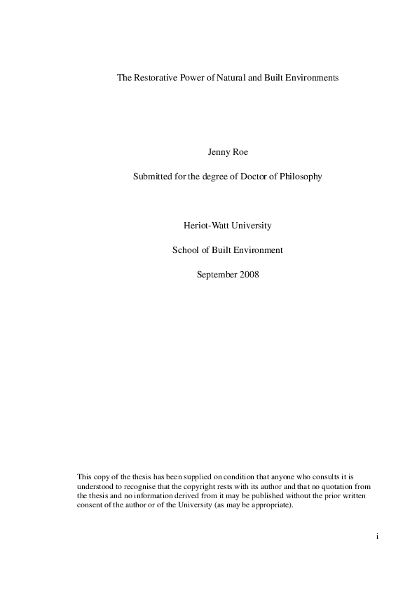 (PDF) The restorative power of natural and built environments