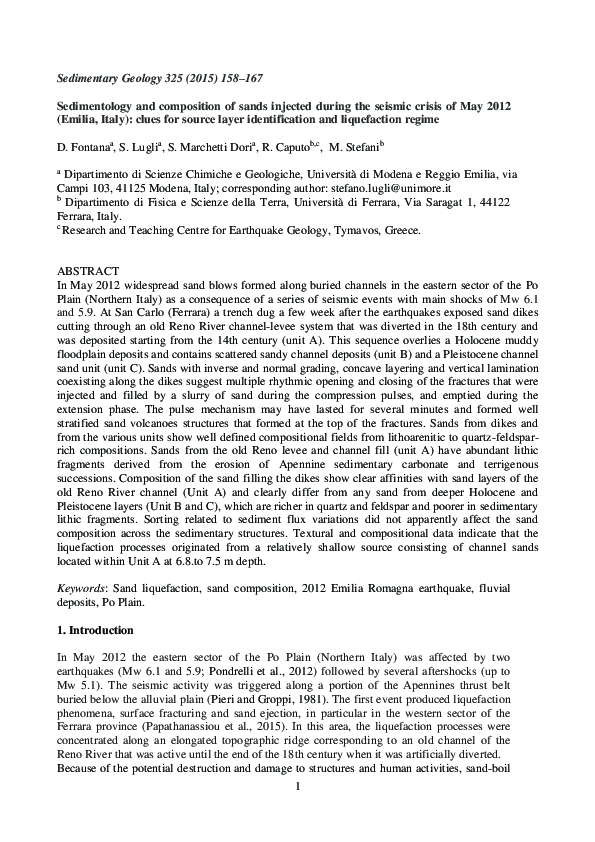 Pdf Sedimentology And Composition Of Sands Injected During The