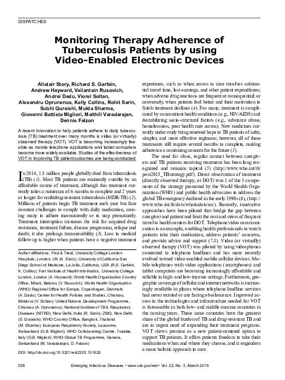 (PDF) Monitoring Therapy Adherence of Tuberculosis Patients by using ...