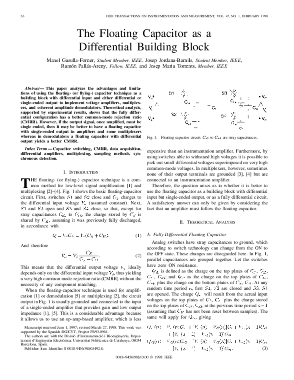 (PDF) The floating capacitor as a differential building block
