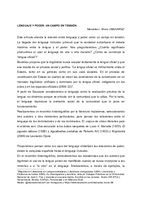 Lenguaje y poder: un campo en tensión