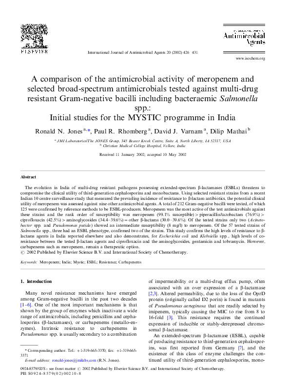 (PDF) A comparison of the antimicrobial activity of meropenem and ...