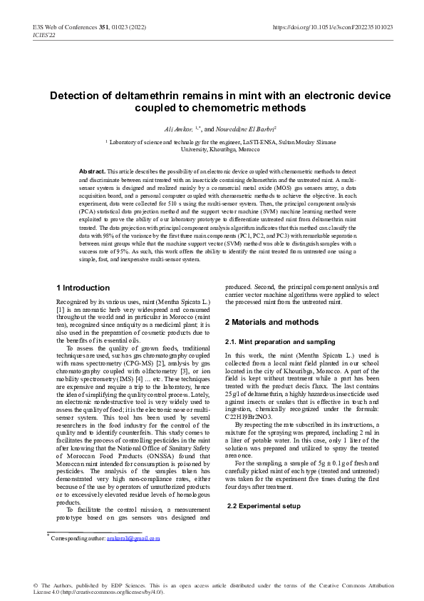 (PDF) Detection of deltamethrin remains in mint with an electronic ...