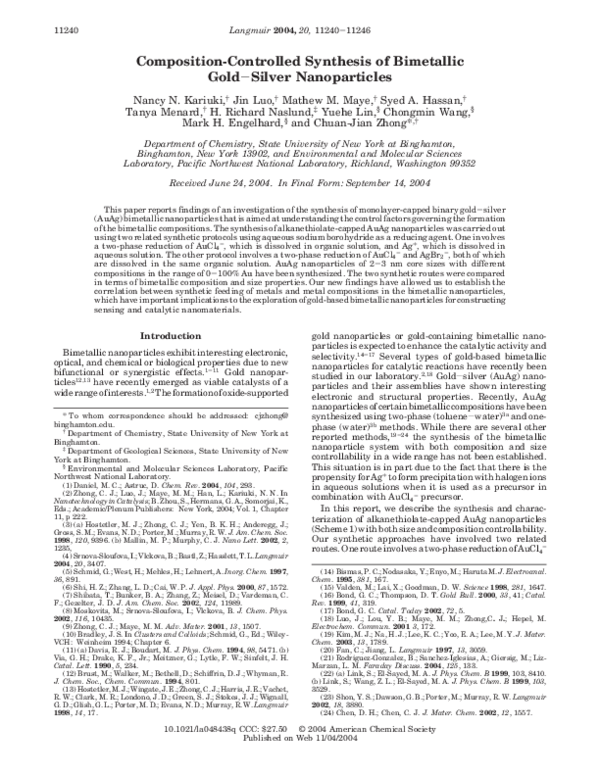 (PDF) Composition-Controlled Synthesis of Bimetallic PdPt Nanoparticles and Their Electro ...