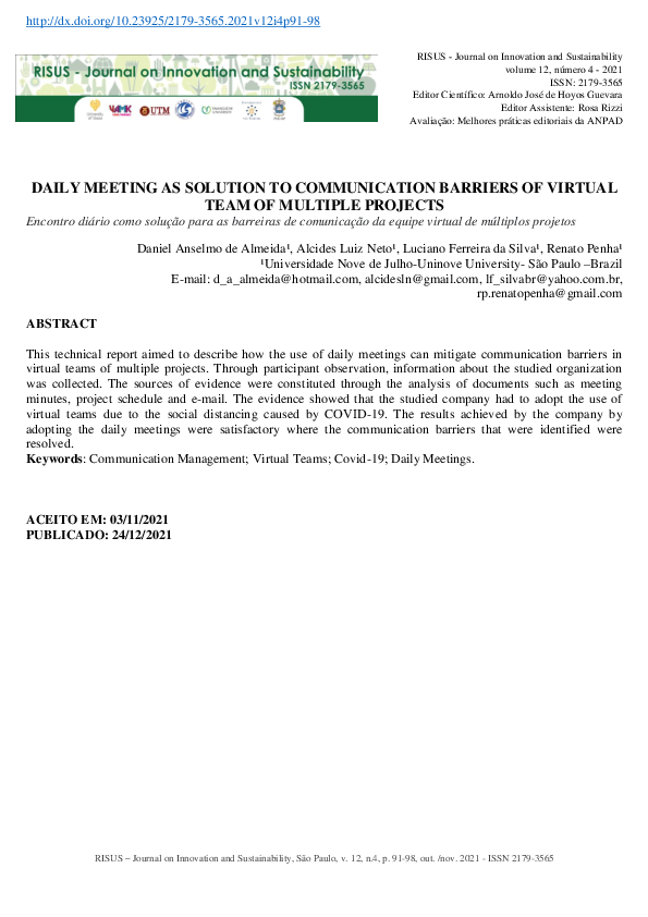 (PDF) Daily Meeting as Solution to Communication Barriers of Virtual ...