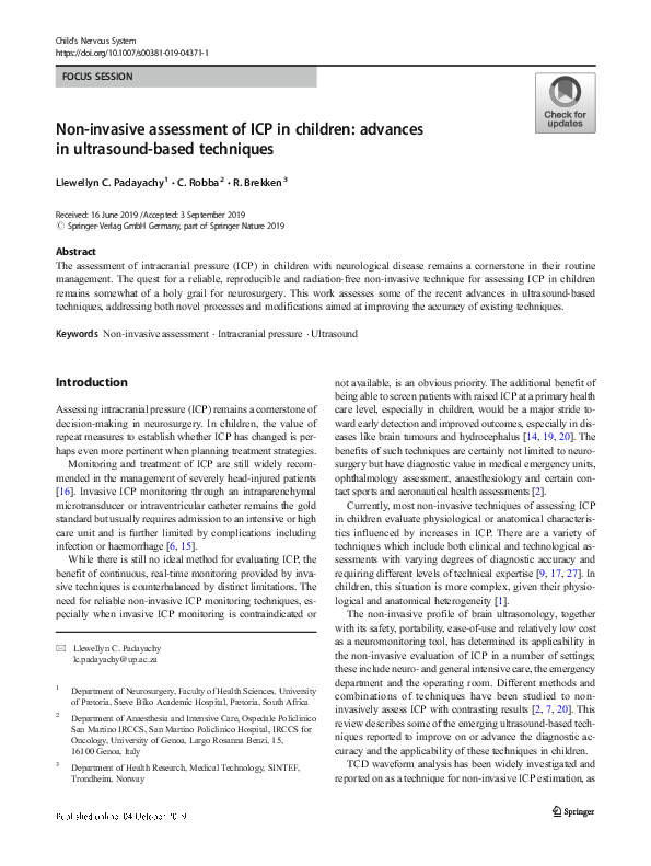 (PDF) Advances in Ultrasound for ICP Assessment in Children