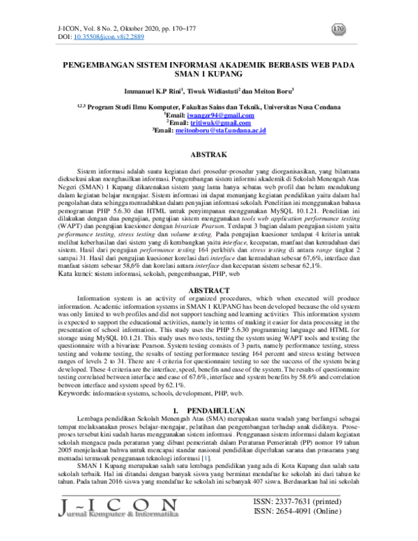 (PDF) Engembangan Sistem Informasi Akademik Berbasis Web Pada Sman 1 Kupang