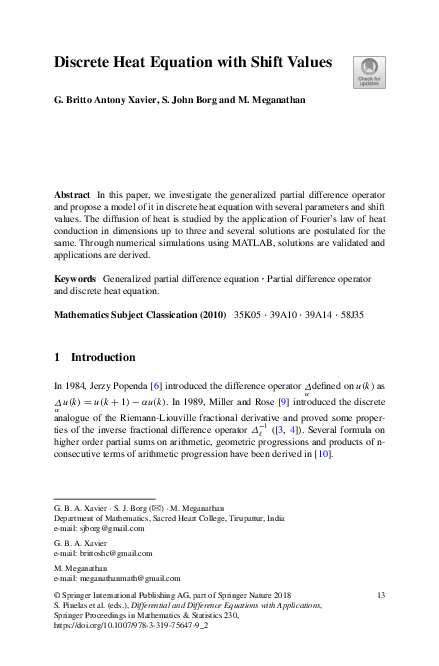 (PDF) Discrete Heat Equation with Shift Values