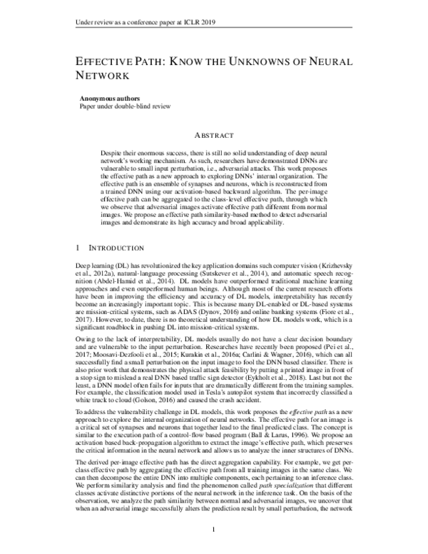 (PDF) Effective Path: Know the Unknowns of Neural Network