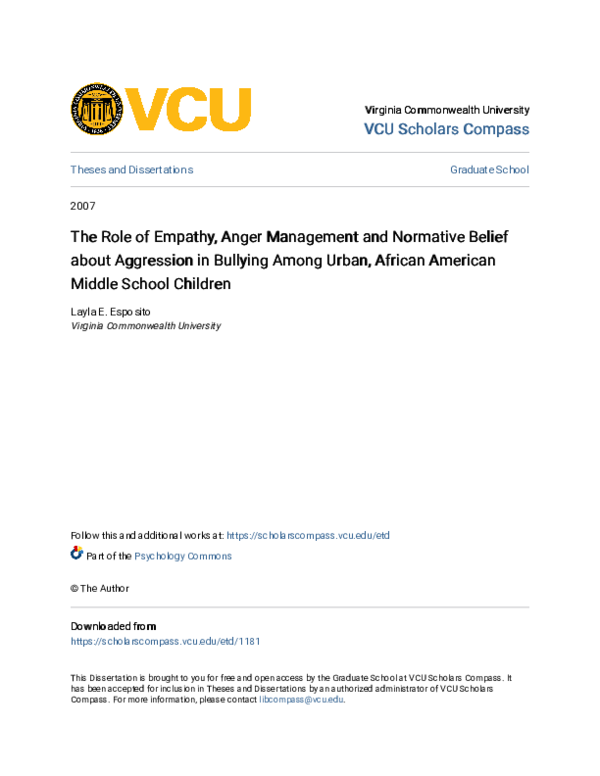 (PDF) The Role of Empathy, Anger Management and Normative Belief about ...