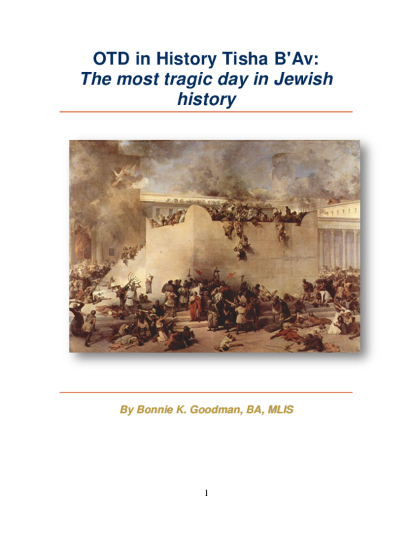 (PDF) OTD in History Tisha B'Av: The most tragic day in Jewish history