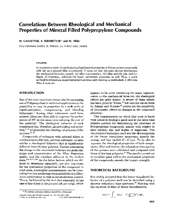 (PDF) Correlations between rheological and mechanical properties of ...