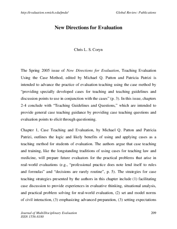 (PDF) New Directions for Evaluation