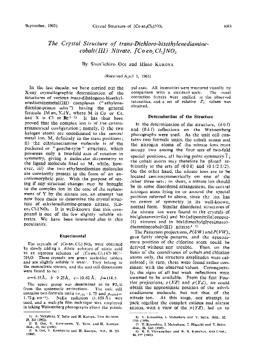 (PDF) The Crystal Structure oftrans-Dichloro-bisethylenediamine-cobalt ...
