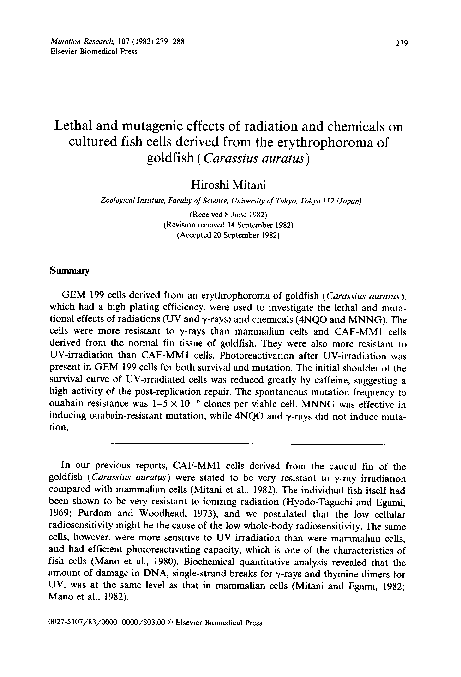 (PDF) Lethal and mutagenic effects of radiation and chemicals on ...