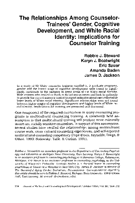 (PDF) The Relationships Among Counselor-Trainees' Gender, Cognitive ...