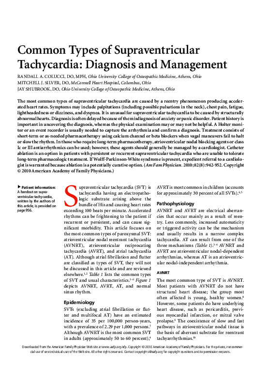 (PDF) Common types of supraventricular tachycardia: diagnosis and ...