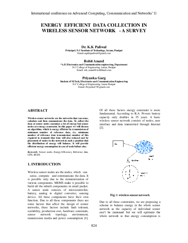 Pdf Energy Efficient Data Collection In Wireless Sensor Network A Survey 0955