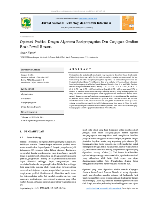 (PDF) Optimasi Prediksi Dengan Algoritma Backpropagation Dan Conjugate ...