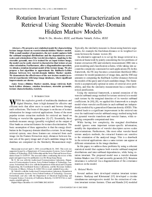 (PDF) Rotation invariant texture characterization and retrieval using steerable wavelet-domain ...