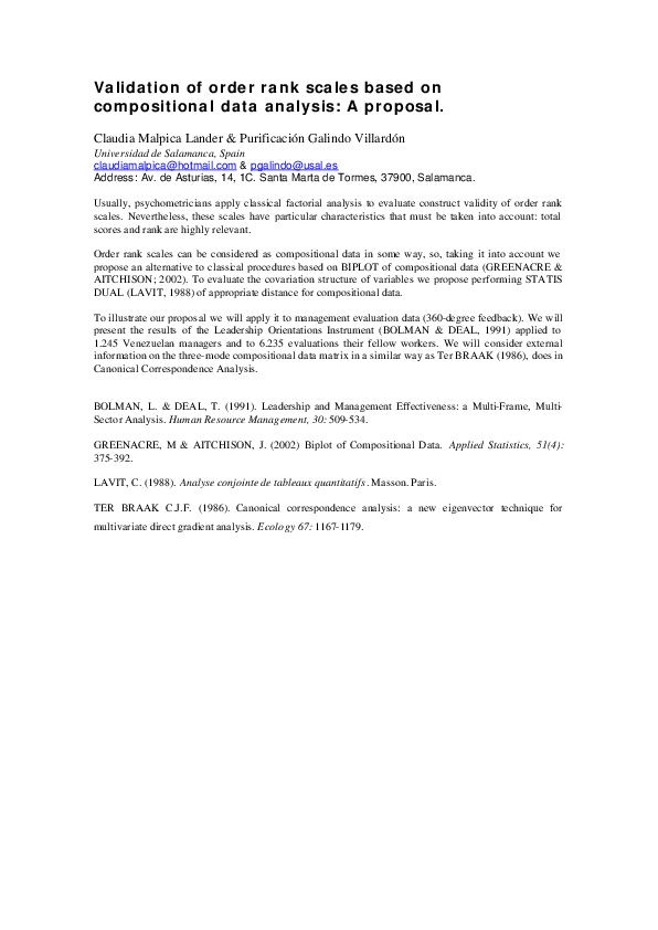 Pdf Validation Of Order Rank Scales Based On Compositional Data