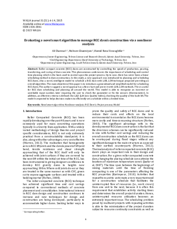 (PDF) Evaluating a novel smart algorithm to manage RCC dam's construction via a nonlinear analysis