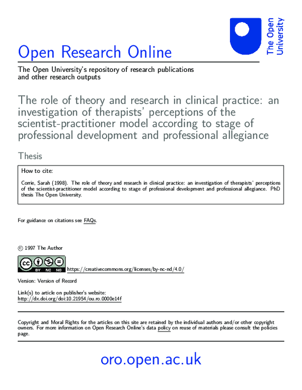 (PDF) Therapists' Views on the Scientist-Practitioner Model