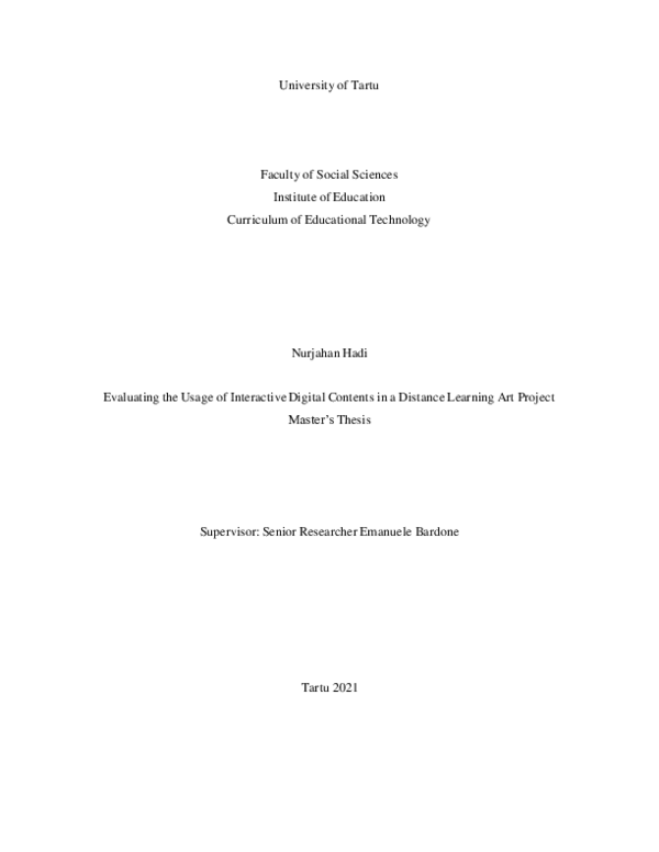 (PDF) Evaluating the usage of interactive digital contents in a distance learning art project