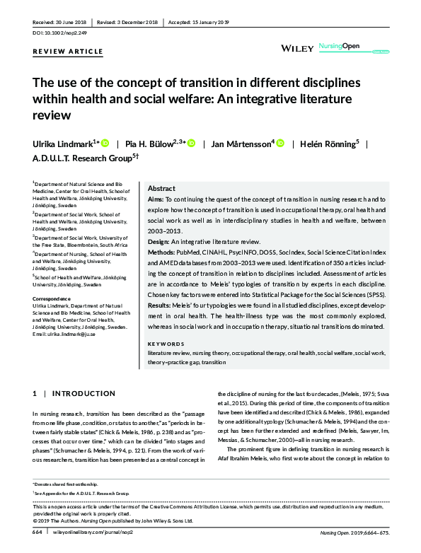 (PDF) The use of the concept of transition in different disciplines ...