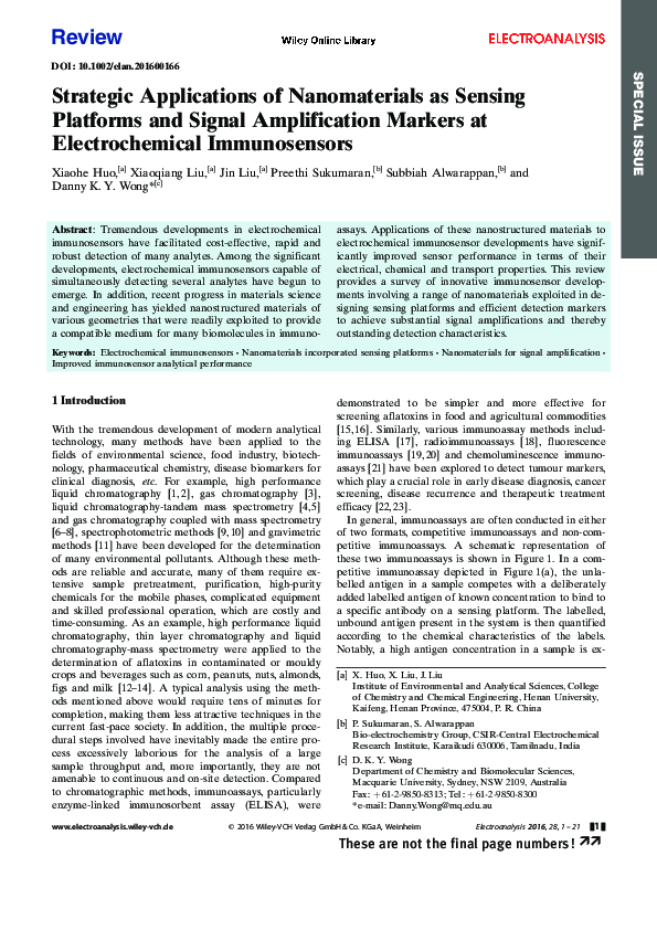 (PDF) Strategic Applications of Nanomaterials as Sensing Platforms and Signal Amplification ...