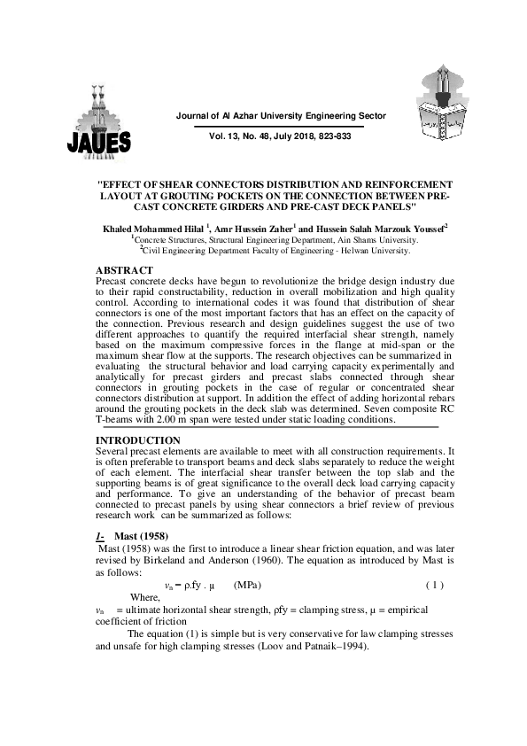 (PDF) Effect of Shear Connectors Distribution and Reinforcement Layout ...