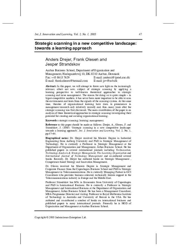 (PDF) Strategic scanning in a new competitive landscape: towards a ...