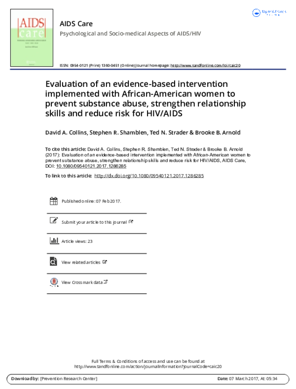 (PDF) Evaluation of an evidence-based intervention implemented with ...