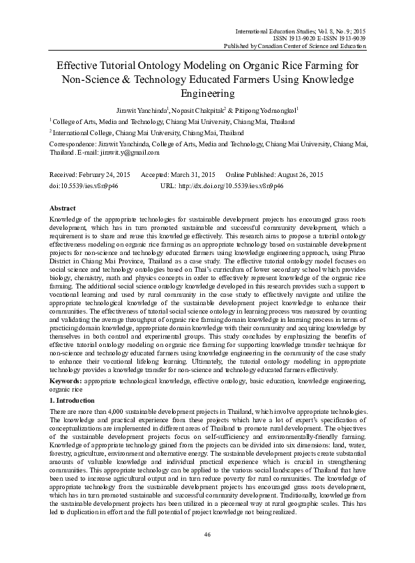 (PDF) Effective Tutorial Ontology Modeling on Organic Rice Farming for ...